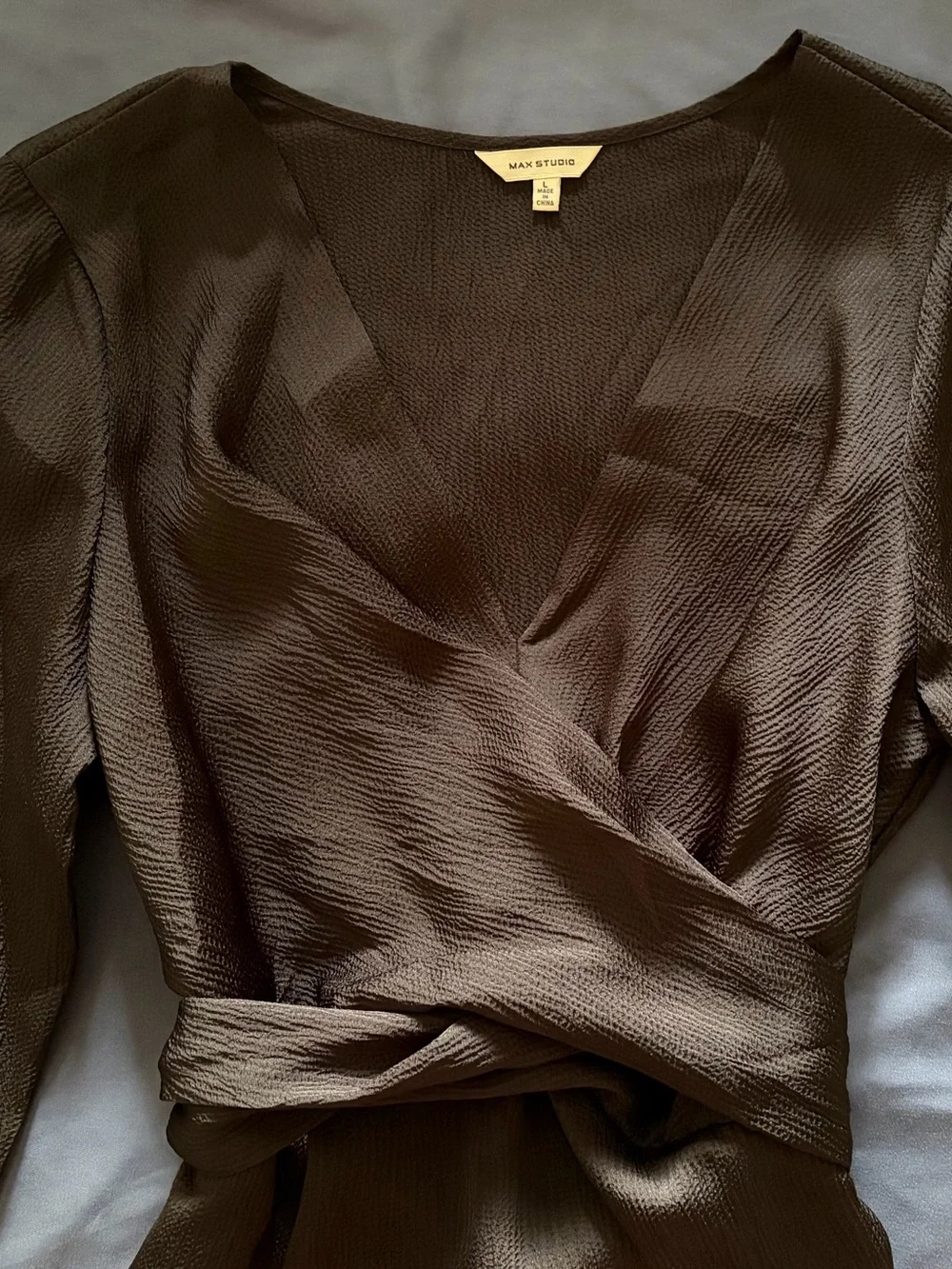 Max Studio | Tops | New Max Studio Black Wrapfront Long Sleeve Blouse ...